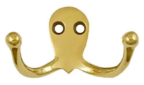 Deltana WDH15U3 - Solid Brass Double Hook (Polished Brass) | Hardware Hut